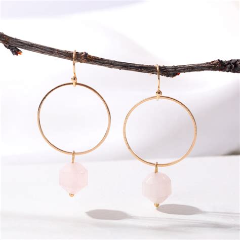 Фасетирани сини лилави зелени розови обеци от естествен камък за жени модни летни обеци с