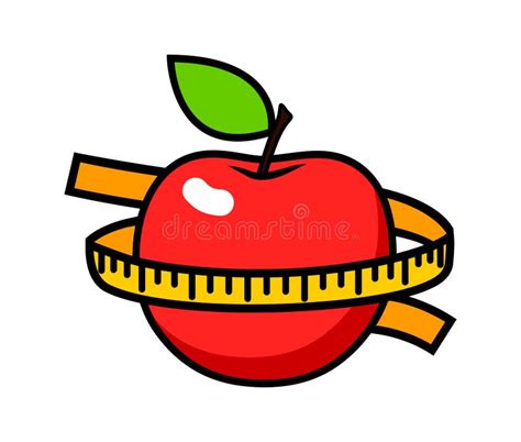 Red Apple And Measuring Tape Slim Figure Concept Stock Illustration Illustration Of Slim