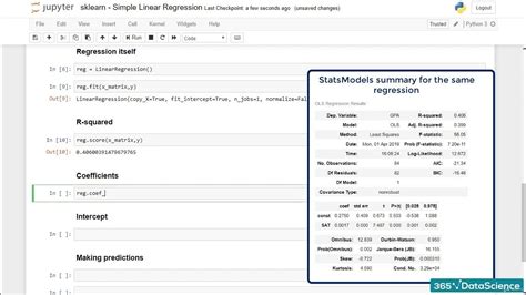 039 Simple Linear Regression With Sklearn Summary Table Youtube