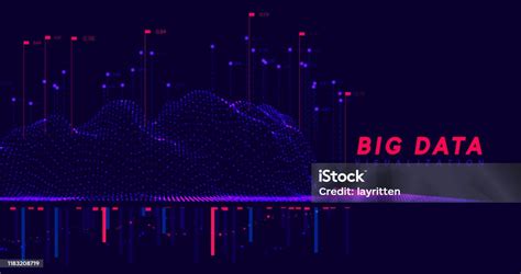 빅 데이터 시각화 정보 파 기술 디지털 빅데이터의 미래지향적추상 배경 분석 데이터 계산 및 처리 벡터 일러스트레이션 3차원 형태에 대한 스톡 벡터 아트 및 기타 이미지