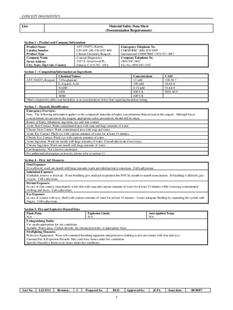 Fillable Online Get Teco Diagnostics List Material Safety Data Sheet Fax Email Print Pdffiller