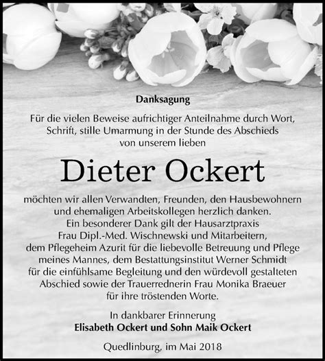 Traueranzeigen Von Dieter Ockert Abschied Nehmen De