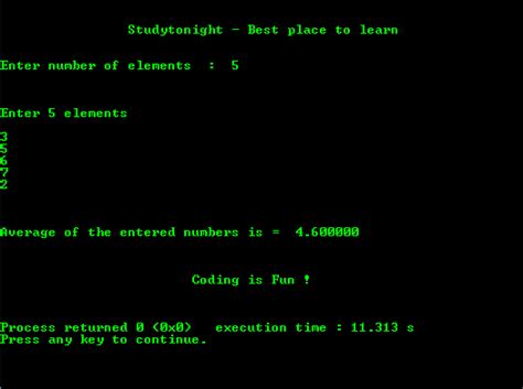 Program To Fins Average Of N Numbers In C C Programs Studytonight