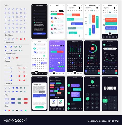 Phone Gui Template Wireframe Ui Kit Royalty Free Vector