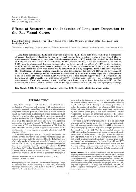 Pdf Effects Of Serotonin On The Induction Of Long Term Depression In The Rat Visual Cortex