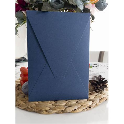 14x20 Lacivert Renkli Dikey Üçgen Kapaklı Davetiye Zarfıu