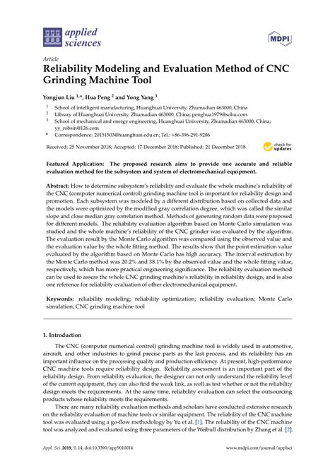 Pdf Reliability Modeling And Evaluation Method Of Cnc Grinding