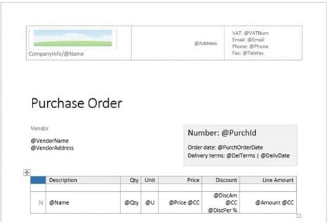 Example Purchase Order Basic Report Docentric AX