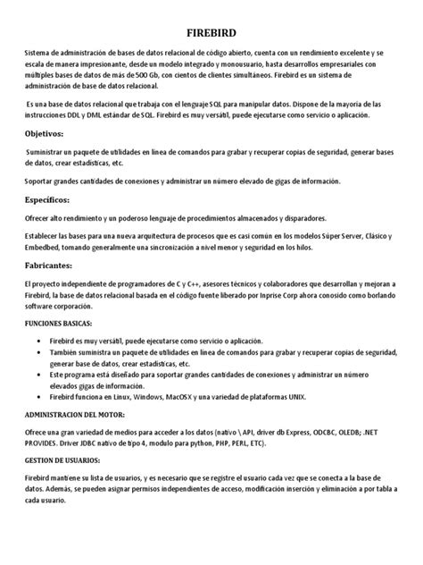 Firebird Pdf Bases De Datos Sql