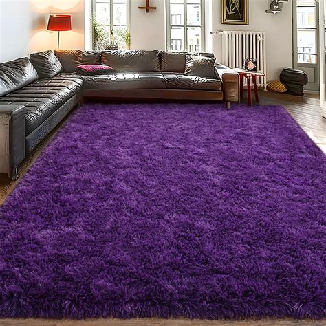 Ailyei 8x10 Large Area Rugs For Living Room Ultra Soft Purple Big Shag