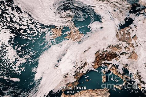 Storm Eowyn 2025 Cloud Map Western Europe 3d Render Neutral Greeting Card By Frank Ramspott