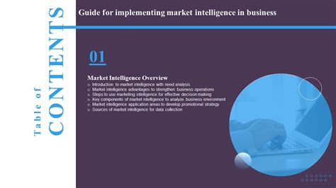 Guide For Implementing Market Intelligence In Business For Table Of
