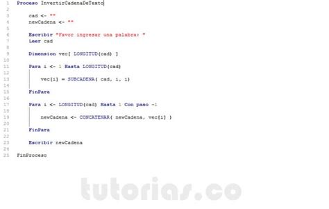 Funciones PSeint Invertir Una Cadena De Texto Tutorias Co