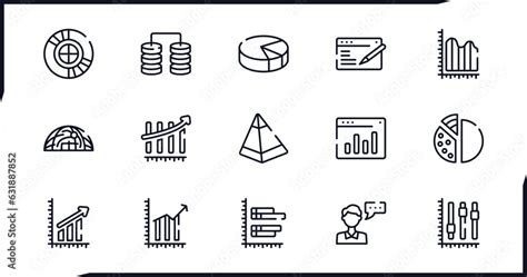 vetor de set of user interface outline icons thin line icons such as pie chart circular