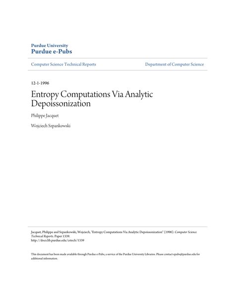 pdf entropy computations via analytic depoissonization