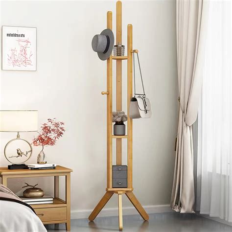 ที่แขวนกระเป๋า ที่แขวนหมวก ราวแขวนเสื้อผ้า เสาแขวนผ้า ราวไม้อเนกประสงค์ เสาไม้แขวนหมวก ราวไม้