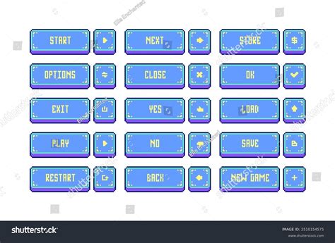 Retro Pixelated Neon Blue Game Interface Stock Vector Royalty Free