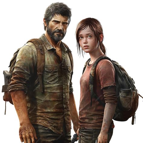 Strong Joel And Ellie The Last Of Us Isolated On White Background