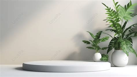 이상적인 제품 프리젠테이션 및 쇼케이스를 위한 3d 렌더링 배경과 화분을 갖춘 세련된 연단 3d 식물 배경 연단 배경 화분 배경 이미지 Hd 3d 식물 연단 화분