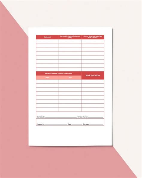 Method Statement Form Template PreWrite