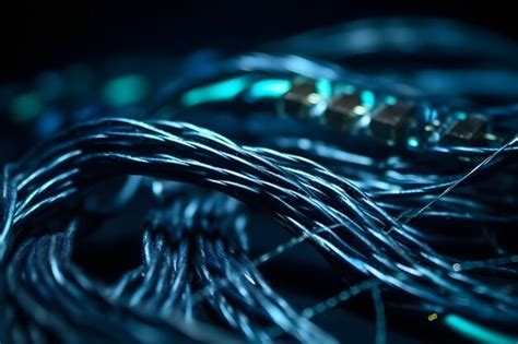 Premium AI Image Close Up Of A Network Cables For High Tech Connect In Internet Data Center
