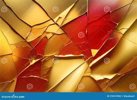 Golden Cracked Glass Background Stock Illustration Illustration Of