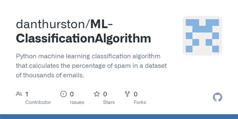 Github Danthurstonml Classificationalgorithm Python Machine