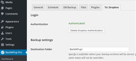 How To Backup Wordpress To Dropbox Backwpup Docs