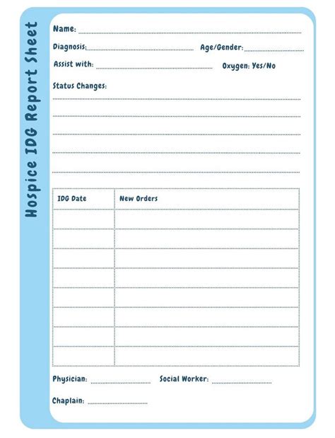 Hospice Idg Nursing Report Sheet Etsy