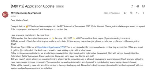 Mariam Saad On Linkedin Mit Informatics Tournament Winter