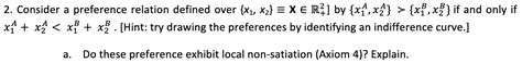 solved 2 consider a preference relation defined over {x1