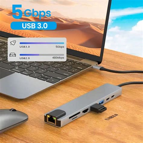 In USB Type C Hub HD Converter K HD Laptop Mobile Gigabit Docking Station Type C USB C