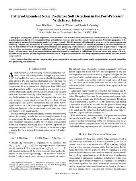 pdf pattern dependent noise predictive soft detection in the post