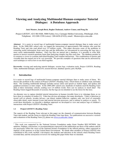 Viewing And Analyzing Multimodal Human Computer Tutorial