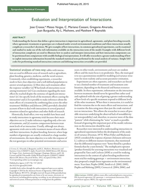 Pdf Evaluation And Interpretation Of Interactions