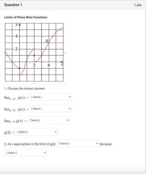 Solved Limits Of Piece Wise Functions 1 Choose The Correct