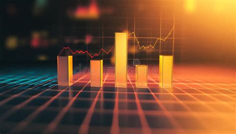 3d Bar Chart Rising From A Grid Soft Gradients Professional Look Stock Illustration