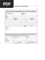 Certification Of Expense Not Requiring Receipts Format Pdf