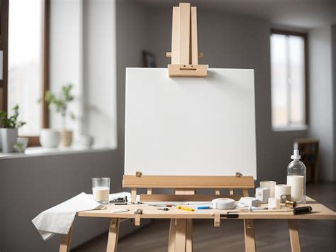 premium photo blank canvas on easel awaiting artistic creation stock