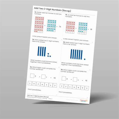 Year 2 Add Two 2 Digit Numbers Recap Reasoning And Problem Solving Resource Classroom Secrets