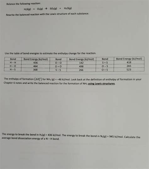 Solved Balance The Following Reaction H S G Olg → So G