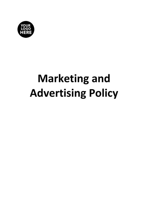 Fintech Marketing And Advertising Policy Template Banking And Fintech Policies Templates