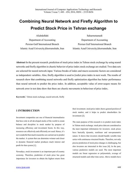 combining neural network and firefly algorithm to predict stock price