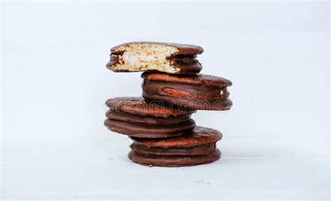 Stack Of Chocolate Cookies On The Table Dessert Of Chocolate Cookies