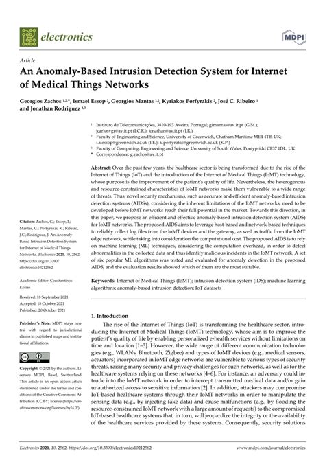 Pdf An Anomaly Based Intrusion Detection System For Internet Of