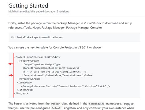Wiki Now Include Complete Api Documentation For V Issue Commandlineparser