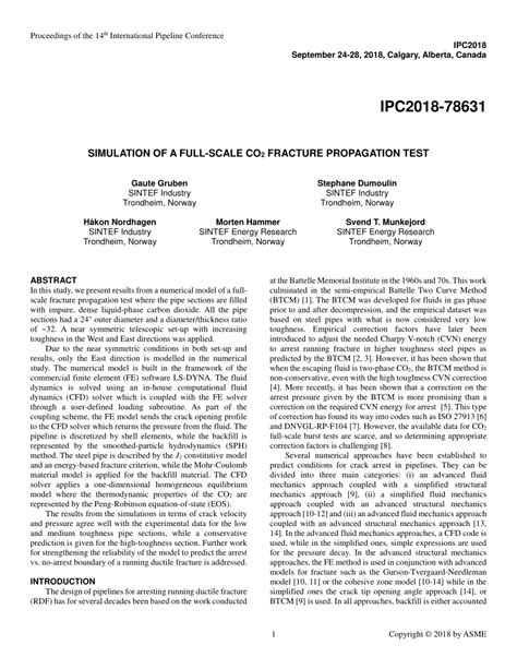 Pdf Simulation Of A Full Scale Co2 Fracture Propagation Test