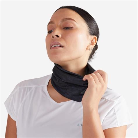 Kiprun Unisex Running Neck Warmermulti Purpose Headband Blackgraph