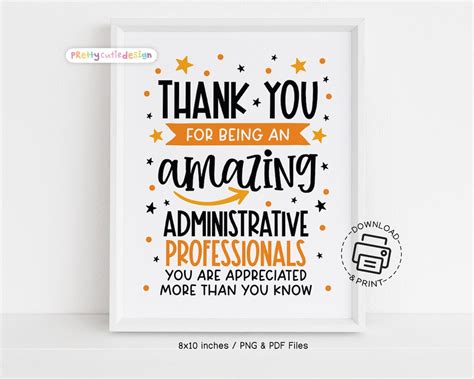 Administrative Professionals Day Sign Printable Admin Appreciation