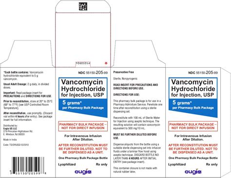 Dailymed Vancomycin Hydrochloride Injection Powder Lyophilized For
